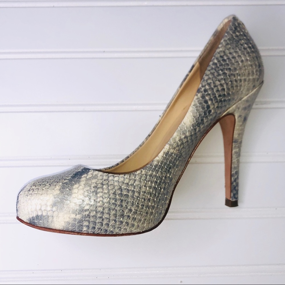 Ivanka Trump Gray/Nude Snake Platform Pumps - Gem